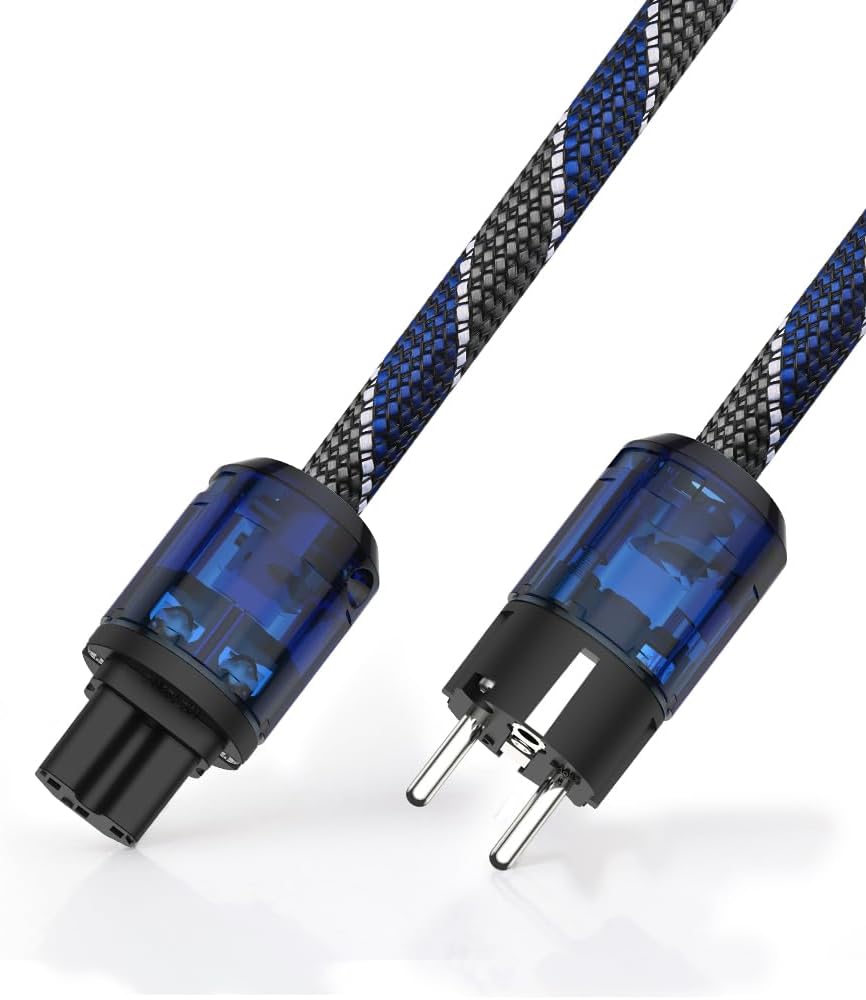 Tertullus Geschirmtes HiFi Netzkabel 2 Polig Schwarz 2m mit IEC Schuko ...