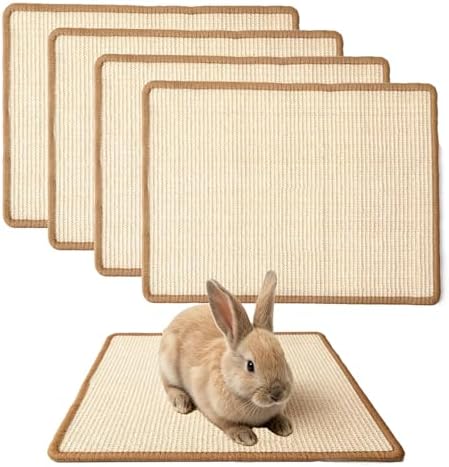 Amazon.com : Abuzabu 4PCS Rabbit Scratching Mats, Natural Sisal Bunny ...