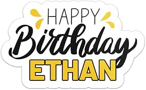 Amazon.com - Happy Birthday Ethan Name Sticker - Waterproof Vinyl Decal ...