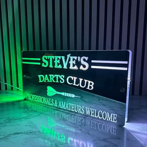 Personalised LED Darts Mirror | Light Up Darts Sign | Gift for Dad ...