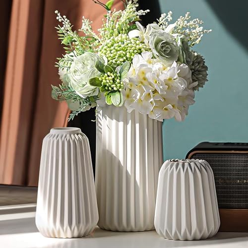 Amazon.com: White Ceramic Vase,Boho Round Modern Table Flowers Vase ...