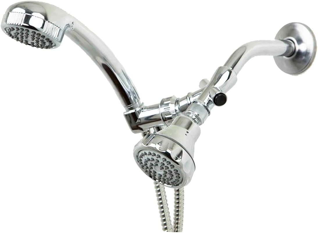 Sunbeam 2 in 1 Fixed Shower Head with Handheld Combo 5 Settings Spray ...