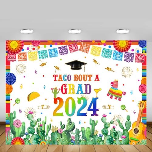 Amazon.com : MEHOFOND 7x5ft Mexican Graduation Backdrop Fiesta Taco ...