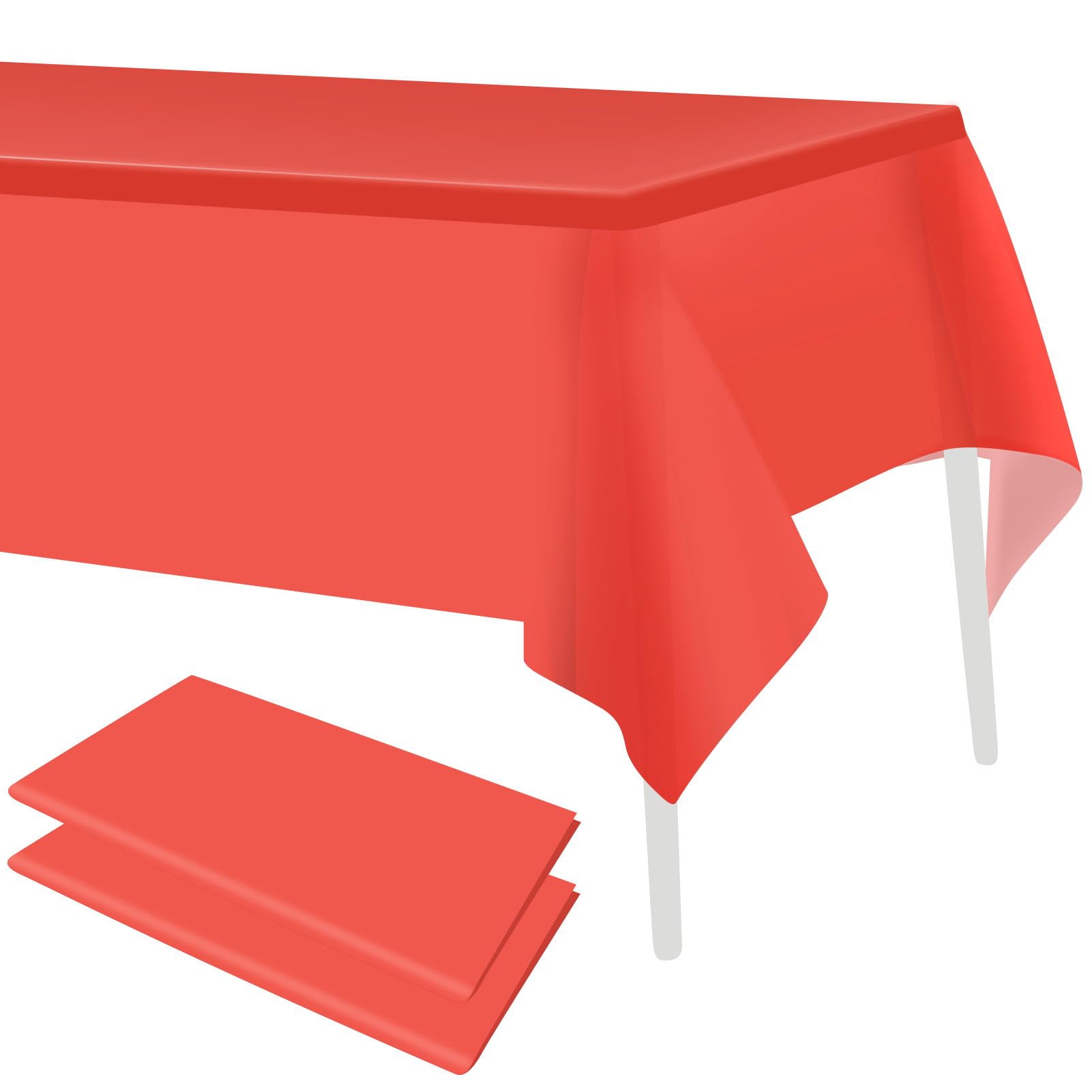 HXMJIED 137 x 274cm Red Disposable Tablecloths 2 Pack Rectangle Table ...