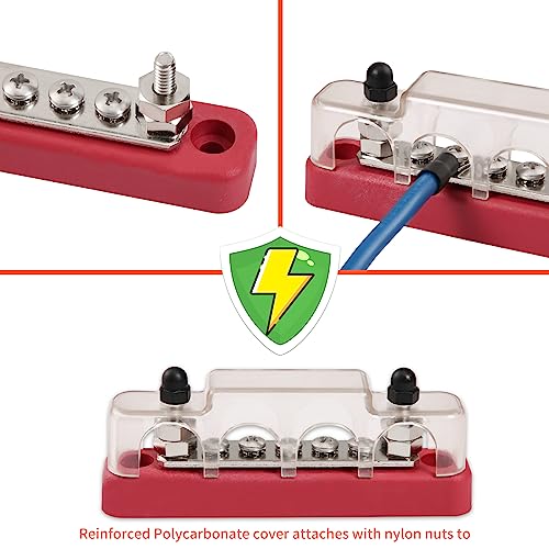 100 Amp Busbar Power Terminal Blocks with 5 x 8/32 Terminals, 2 x 3/16 ...