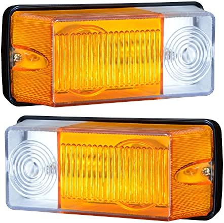 Pair of 12V Front Turn Signal Light Assemblies with Amber/Clear Lens ...