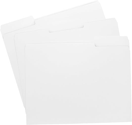 Amazon.com : White File Folders, 1/3-Cut Tabs, Letter Size, 12-Pack ...