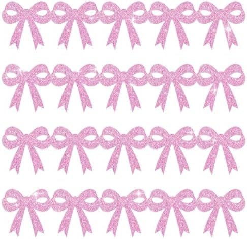 Amazon.com: Whaline 60Pcs Glitter Pink Bow Bulletin Board Border Back ...