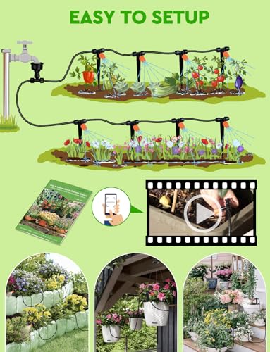Landtouch 50ft Micro Drip Irrigation Kit, Micro Drip Irrigation System ...