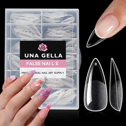 Amazon.com: UNA GELLA Medium Stiletto Gel Nail Tips Full Cover 216Pcs ...