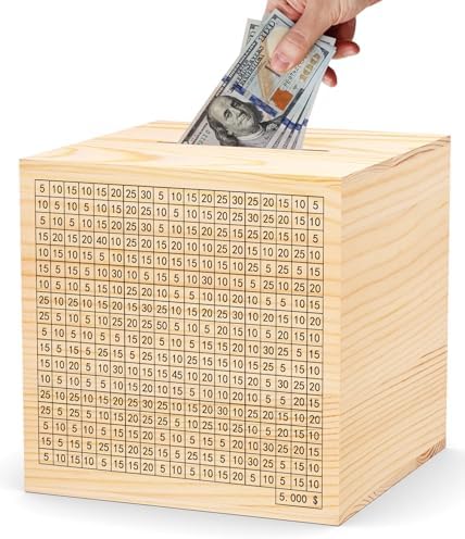 Amazon.com: HCHANGEN 5000 Wooden Savings Challenge Box for Adults Kids ...