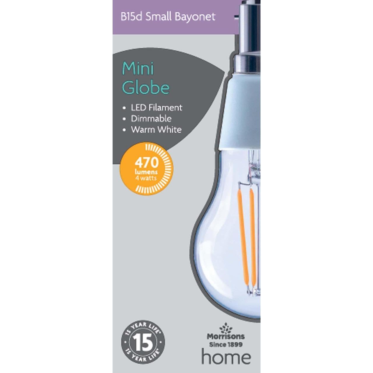 Morrisons Led Mini Globe 470 Lumens Sbc 4w Dimmable 1pk : Amazon.co.uk ...