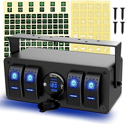 Amazon.com: GOOACC 4 Gang Rocker Switch Box 12V SPST ON Off Switch QC 3 ...