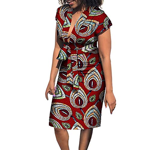 Red Dress African Dashiki Fluffy Dress For Women - Wax Print ...