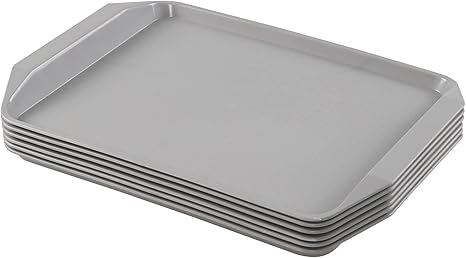 Gitany 6-pack Fast Food Serving Trays. Grey Plastic Tray for Eating ...