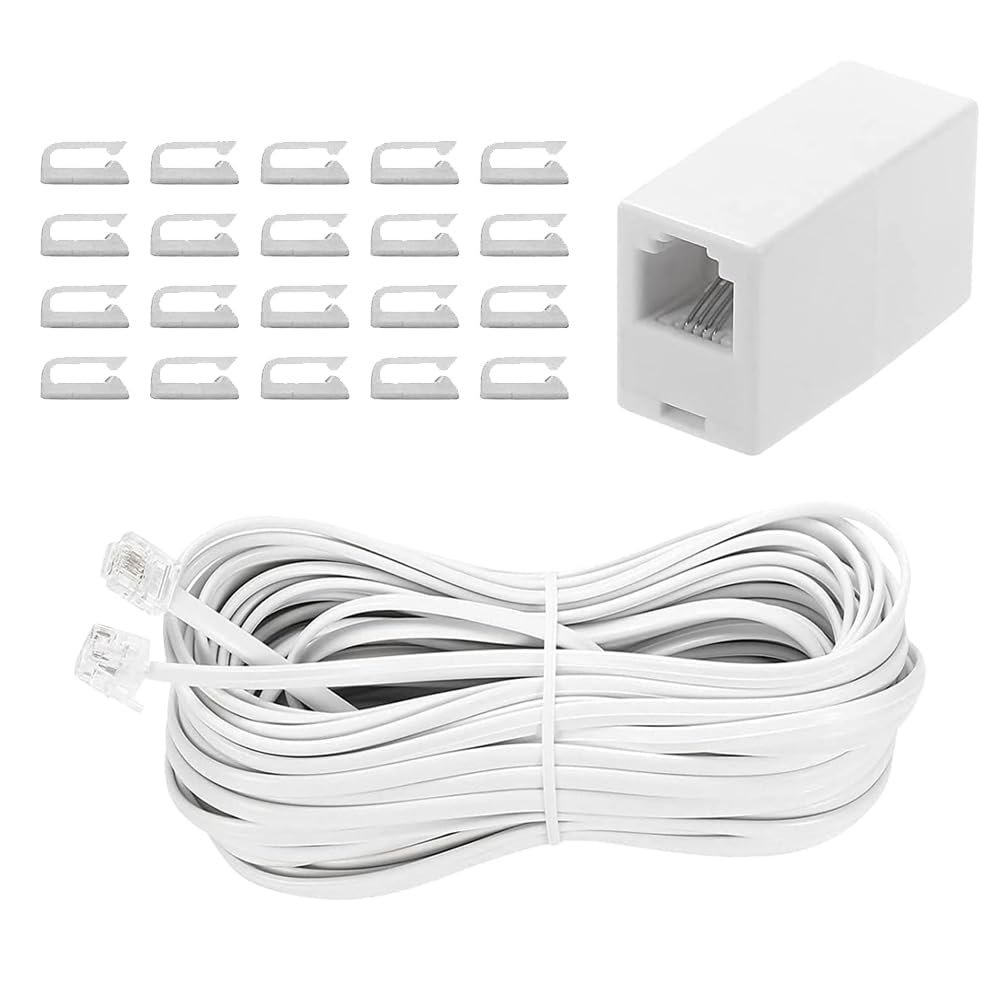 Amazon | 15m モジュラーケーブル 電話線 電話ケーブル RJ11 6P4C 電話線 延長コード 電話延長ケーブル オステレホンケーブル コネクタ 電話延長ケーブル オステレホン ...