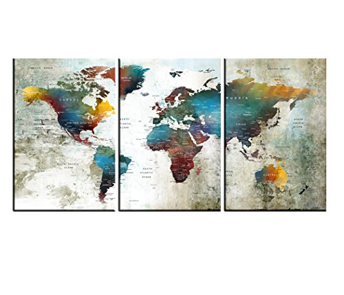 Amazon.com: Large World Map Large Canvas Print For Home Decoration And ...