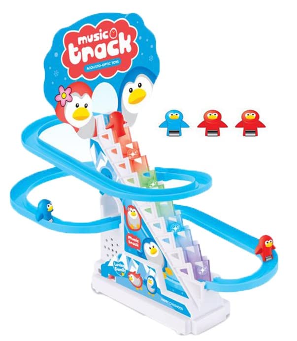 Buy M Cart Track penguin toy music track toy Slide Toys Climb Stairs ...