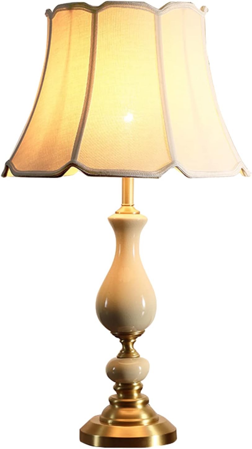 PURESILKS White Tall Ceramic Table lamp American Classic Rustic Bedside ...