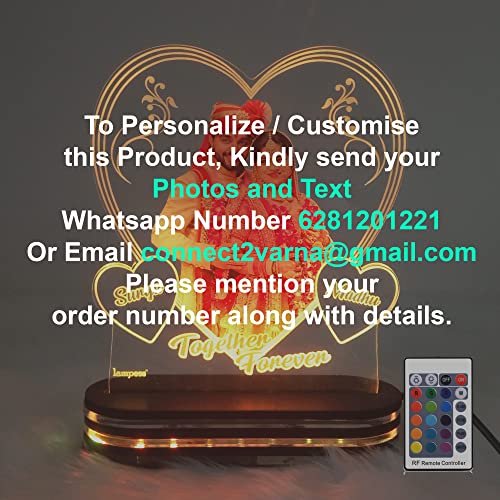 lampees Acrylic Personalized Heart Shape Photo Lamp for Couples Photo ...