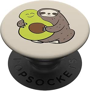 Amazon.com: Cute Sloth With Avocado Vegan Cute Sloth Avocado PopSockets ...