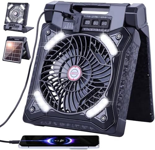 Amazon.com: 20000mAh Rechargeable Solar Camping Fan with Led Lantern, 3 ...