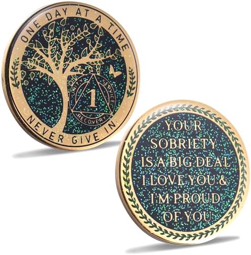 Amazon.com: LParkin 1 Year Sobriety Coin, Tree of Life Recovery Coin ...