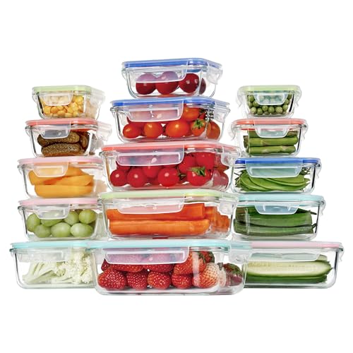 Vtopmart 15 Pack Glass Meal Prep Container with Lids, Snapware Lunch ...