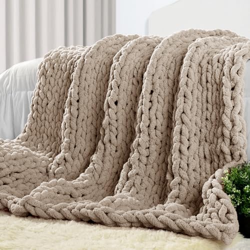 Amazon.com: LONG CREATE Chunky Knit Throw Blanket 50"X 60", 100% ...
