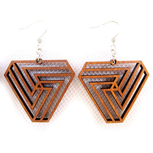 Amazon.com: Inverted Triangle Infinity Earrings, Wooden Art Gift, Laser ...