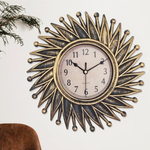 Amazon.com: SENYURI Small Wall Clock, 10 Inch Gold Sunburst Wall Clock ...