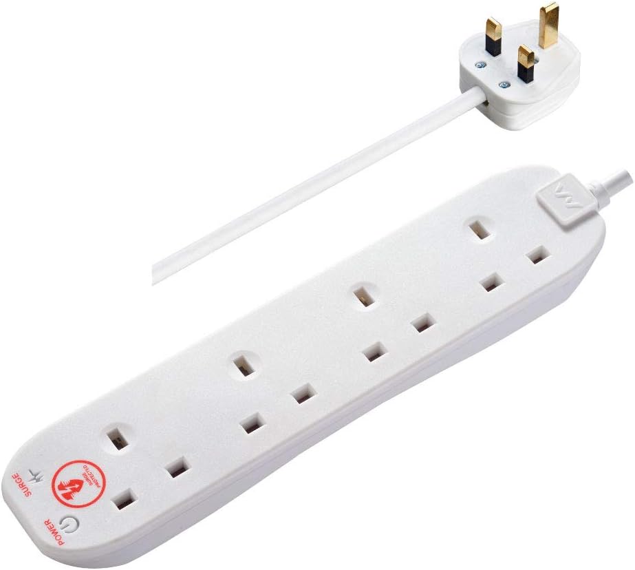 Mercury | UK Mains 4 Gang Extension Lead With Neon Power Indicator ...