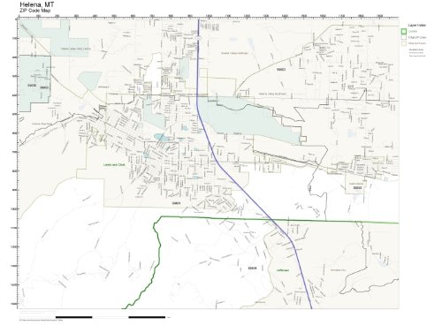 Amazon.com : ZIP Code Wall Map of Helena, MT ZIP Code Map Not Laminated ...