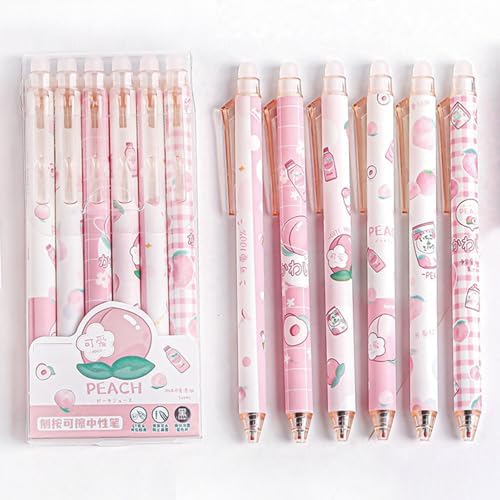 Amazon.com: MOZXIRZ 6 Pcs Erasable Gel Ink Pens Cute Peach Retractable ...