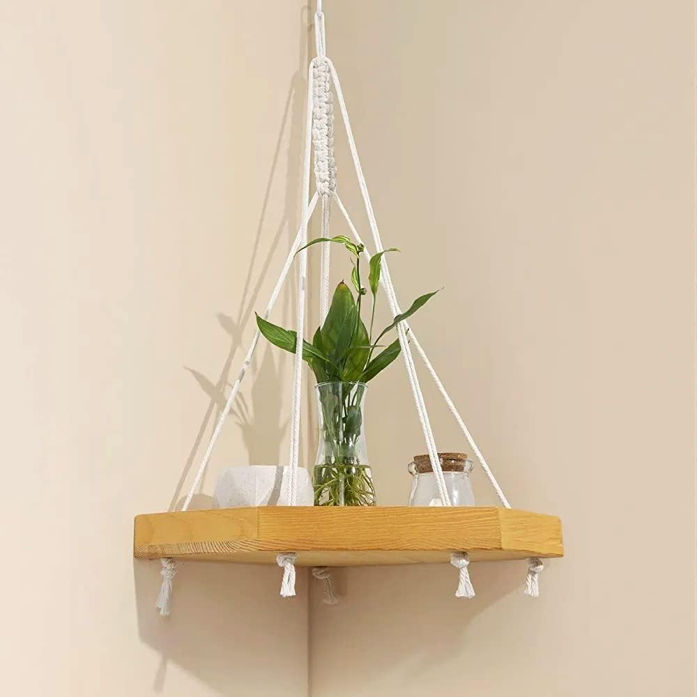 Adiy |400|Macrame Wall Hanging Decor Corner Shelf for Living Room ...