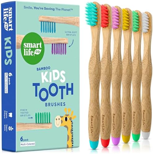 Amazon.com : SmartLifeco Kids Bamboo Toothbrushes (6 Pack) - Extra Soft ...