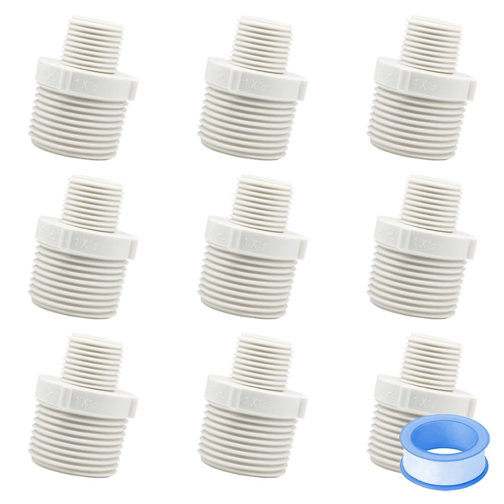 Snapklik.com : 9PCS 1" To 1/2" PVC Pipe Fittings Nipple G1 X G1/2 Male ...