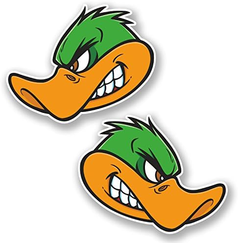 2 x 10cm Angry Duck Vinyl Sticker Decal Helmet Laptop Car Motorbike ...