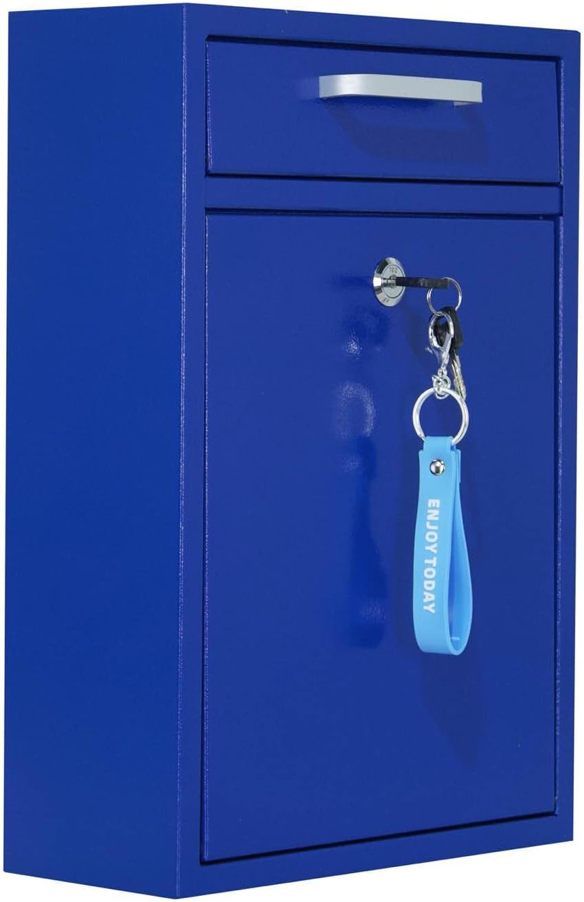 VORVIL Locking Mailbox Wall Mount - Galvanized Steel Mailbox with Keys ...