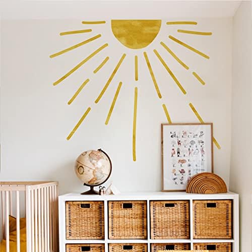 astrkiz Large Boho Half Sun Wall Decals Peel and Stick, Watercolor ...