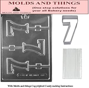 Amazon.com: Number 7 Lolly Numbers and Letters Chocolate Candy Mold ...