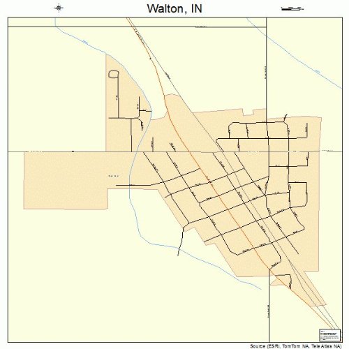 Large Street & Road Map of Walton, Indiana IN - Printed poster size ...