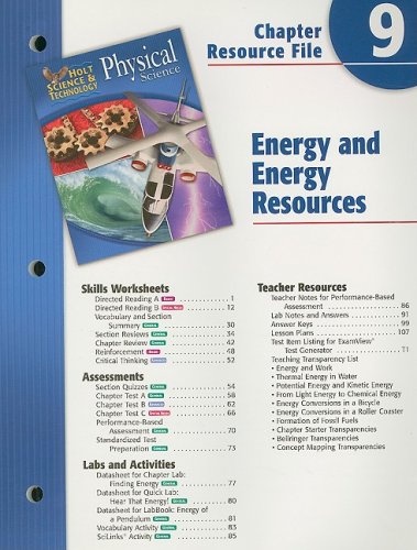 Holt Science Spectrum Physical Science Chapter 9 Resource File: Energy ...