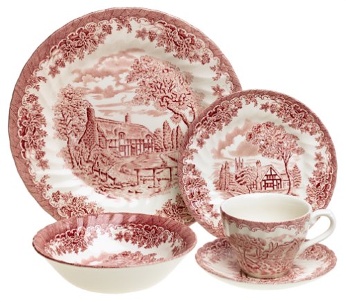 Buy Churchill China Brook Pink 20-Piece Dinnerware Set, Service for 4 ...