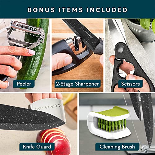 Home Hero Kitchen Knife Set with Sharpener – High Carbon Stainless ...
