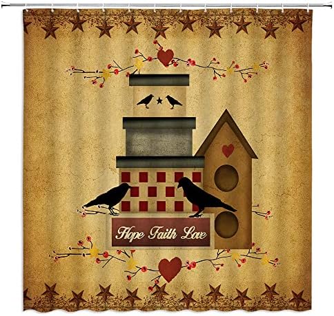Amazon.com: Simplify Primitive Country Home Fabric Shower Curtain ...