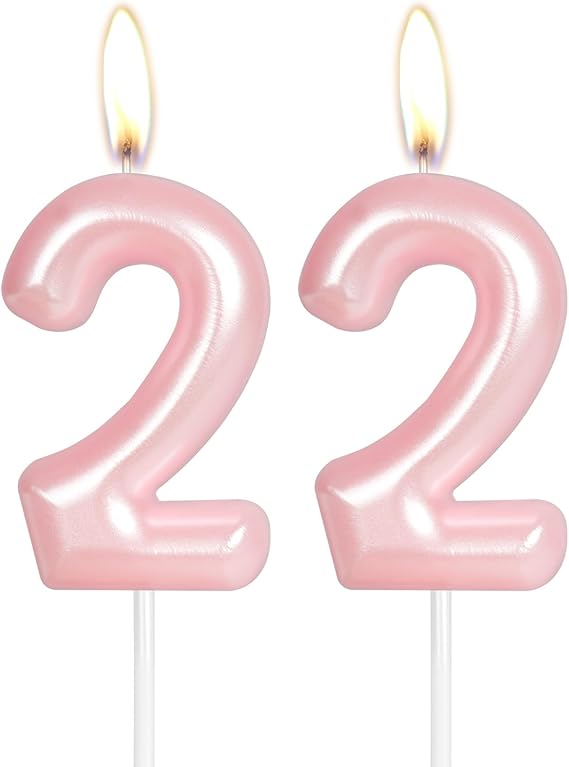 Hot Pink Happy 22nd Birthday Candle,Pink Number 22 Candle,Birthday Cake ...
