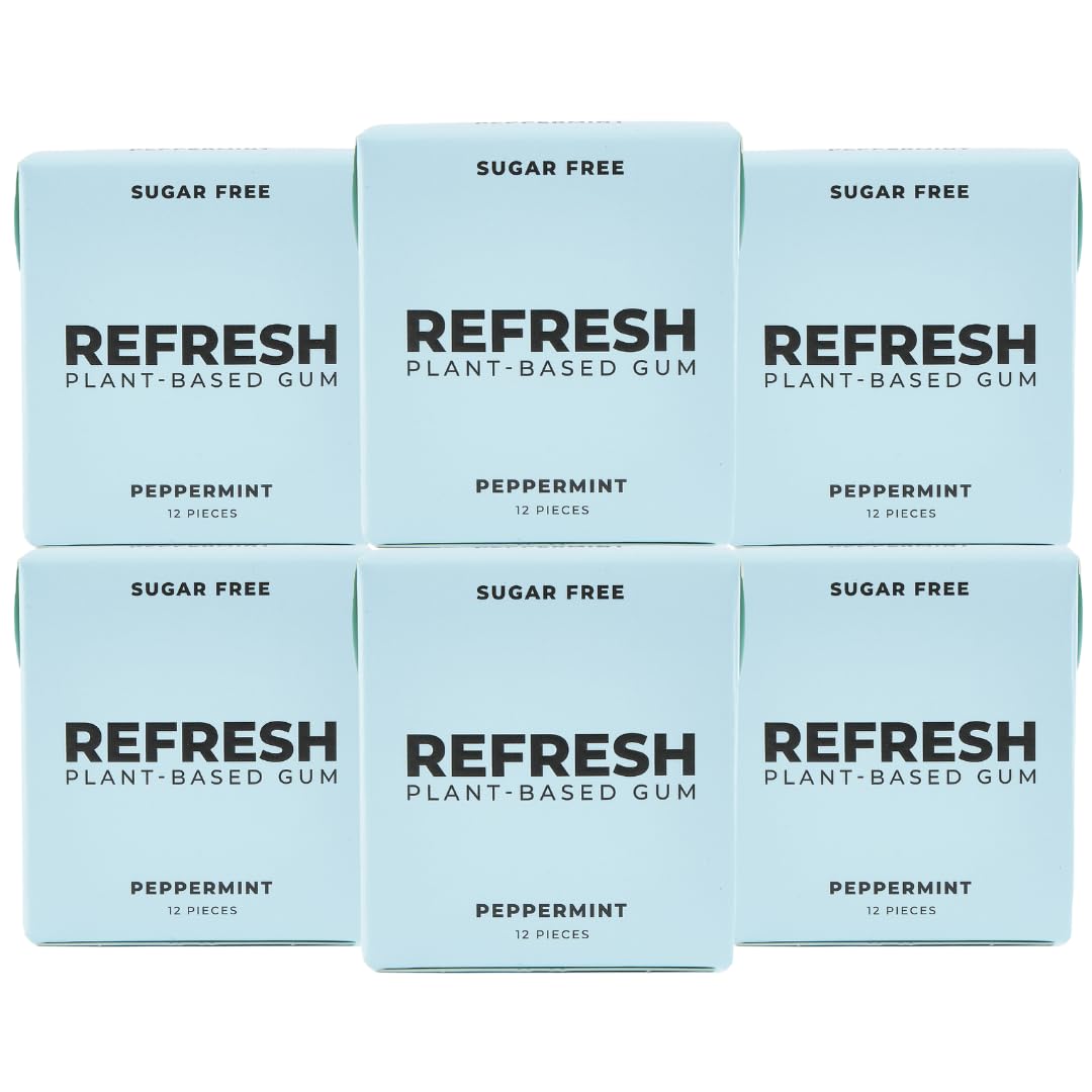 Amazon.com : Refresh Plant Based Gum, Sugar Free, Long Lasting Chewing ...