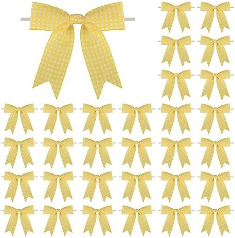 Amazon.com: Meseey 30 Pcs 3.5 Inches Gingham Ribbon Bows with Twist Tie ...
