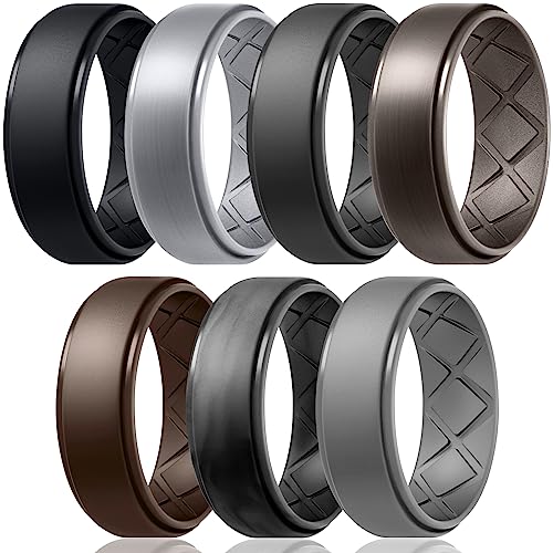 Snapklik.com : Egnaro Silicone Ring For Men, 7 Rings / 4 Rings / 1 Ring ...